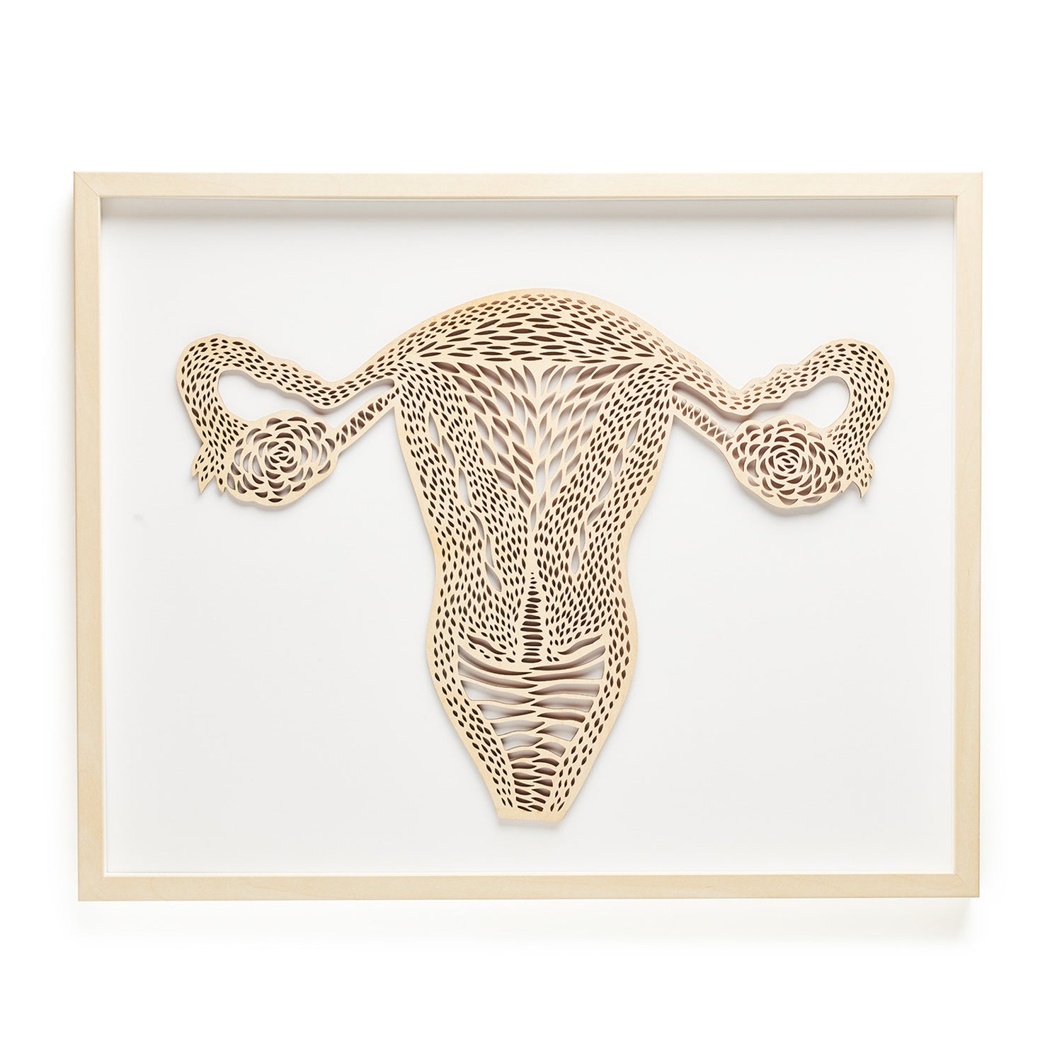 Anatomical Uterus and Ovaries Wooden Artwork | Light + Paper
