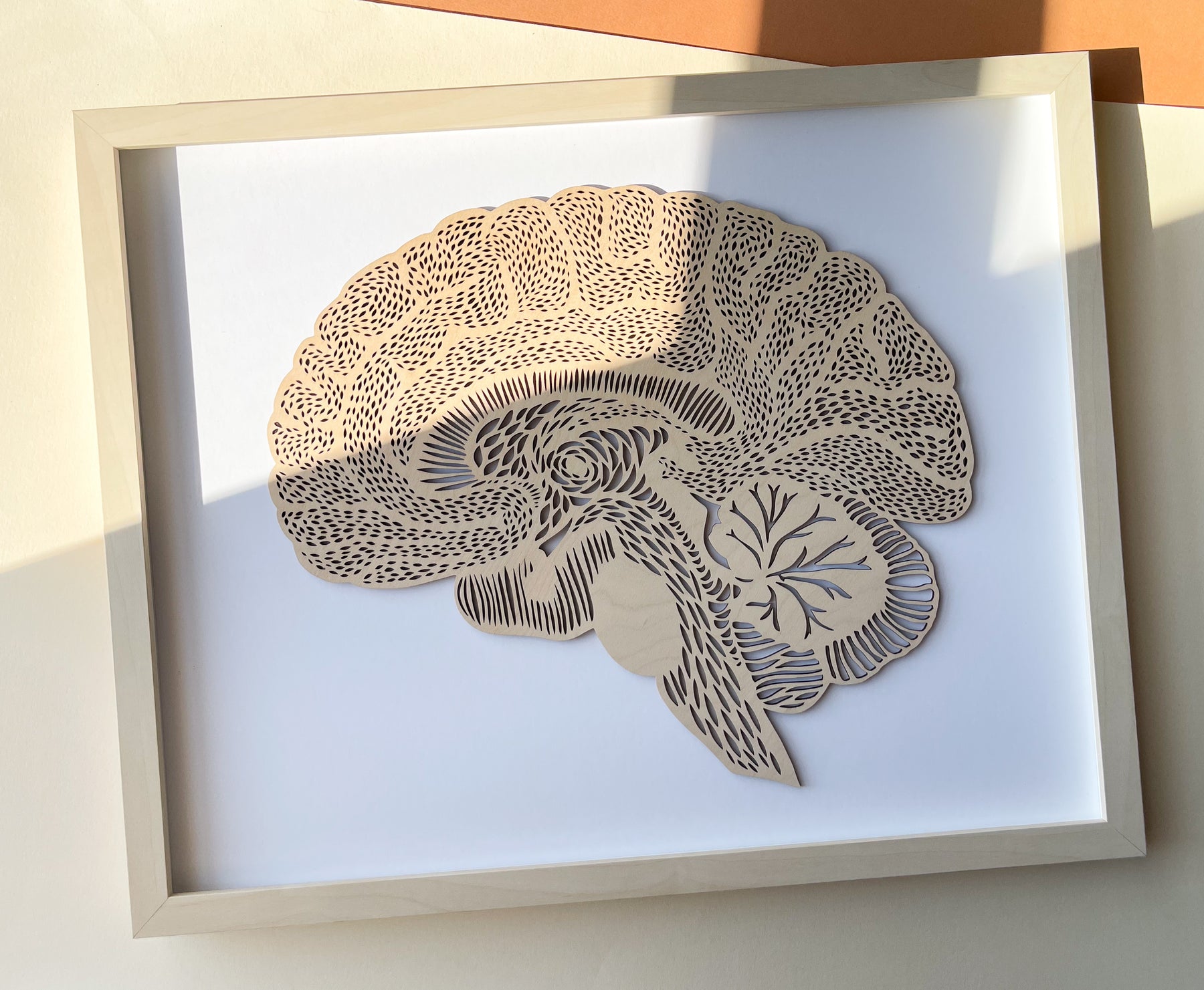 Anatomical Brain Wooden Artwork | Light + Paper