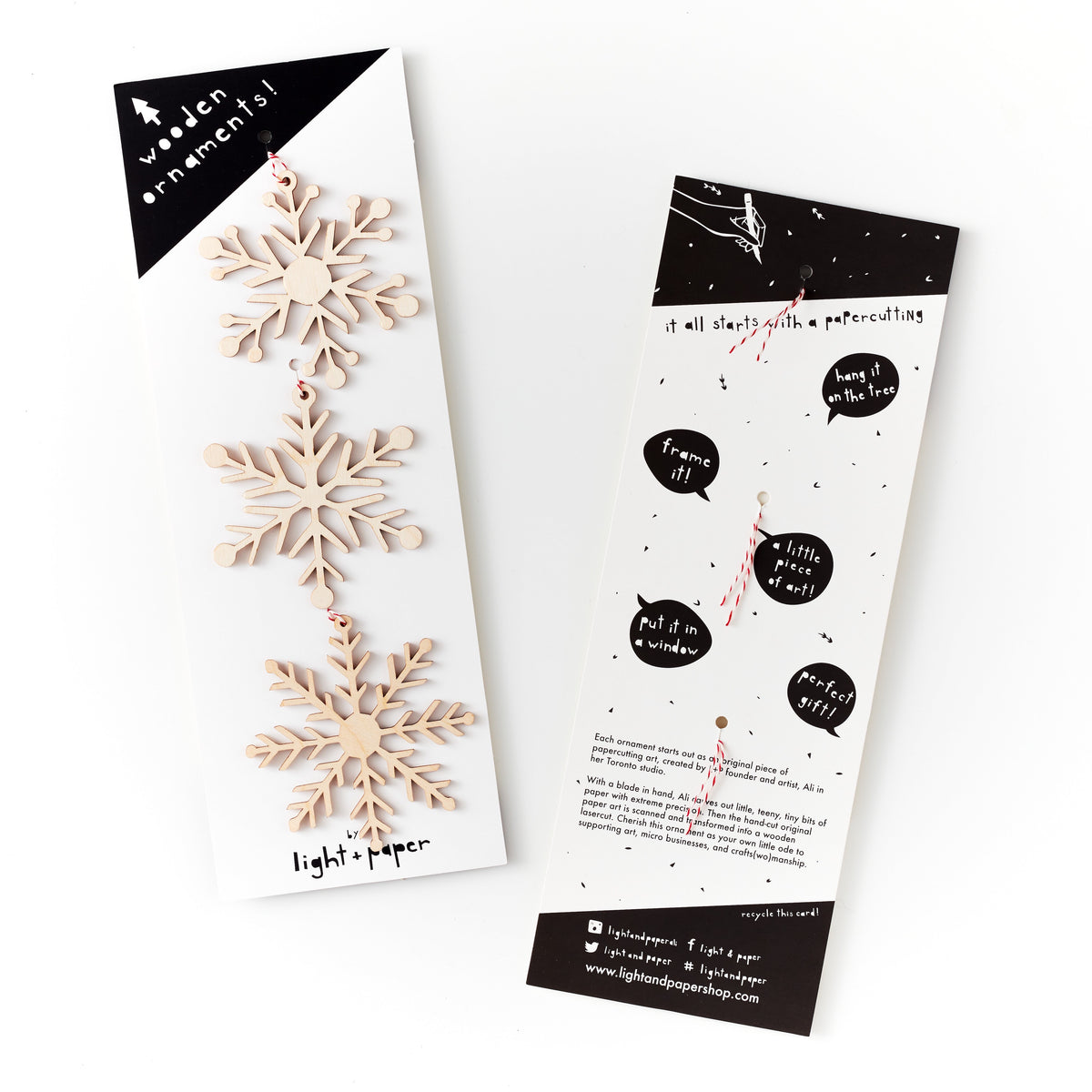 Sled x Snowshoe x Skates Ornaments (set of 3) | Light + Paper