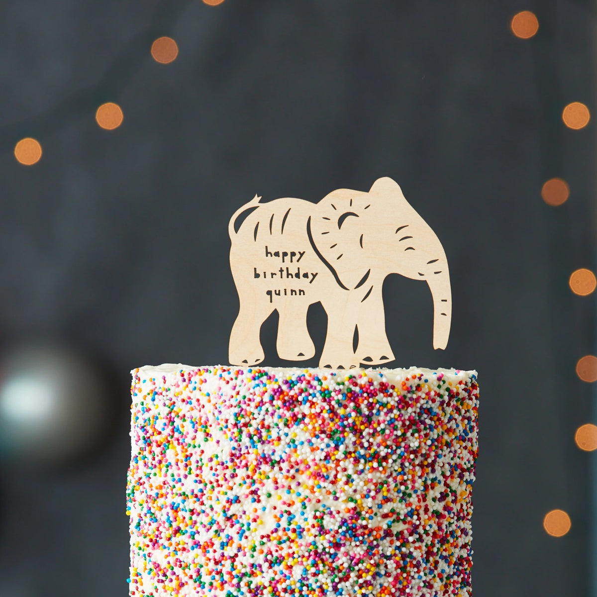 Elephant Baby Birthday Cake Topper | Light + Paper
