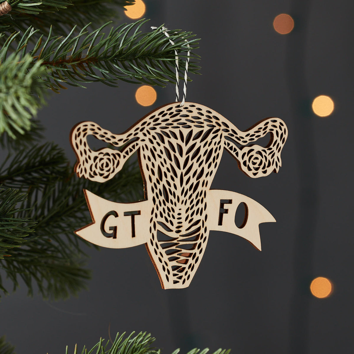GTFO Uterus Anatomy Ornament | Light + Paper