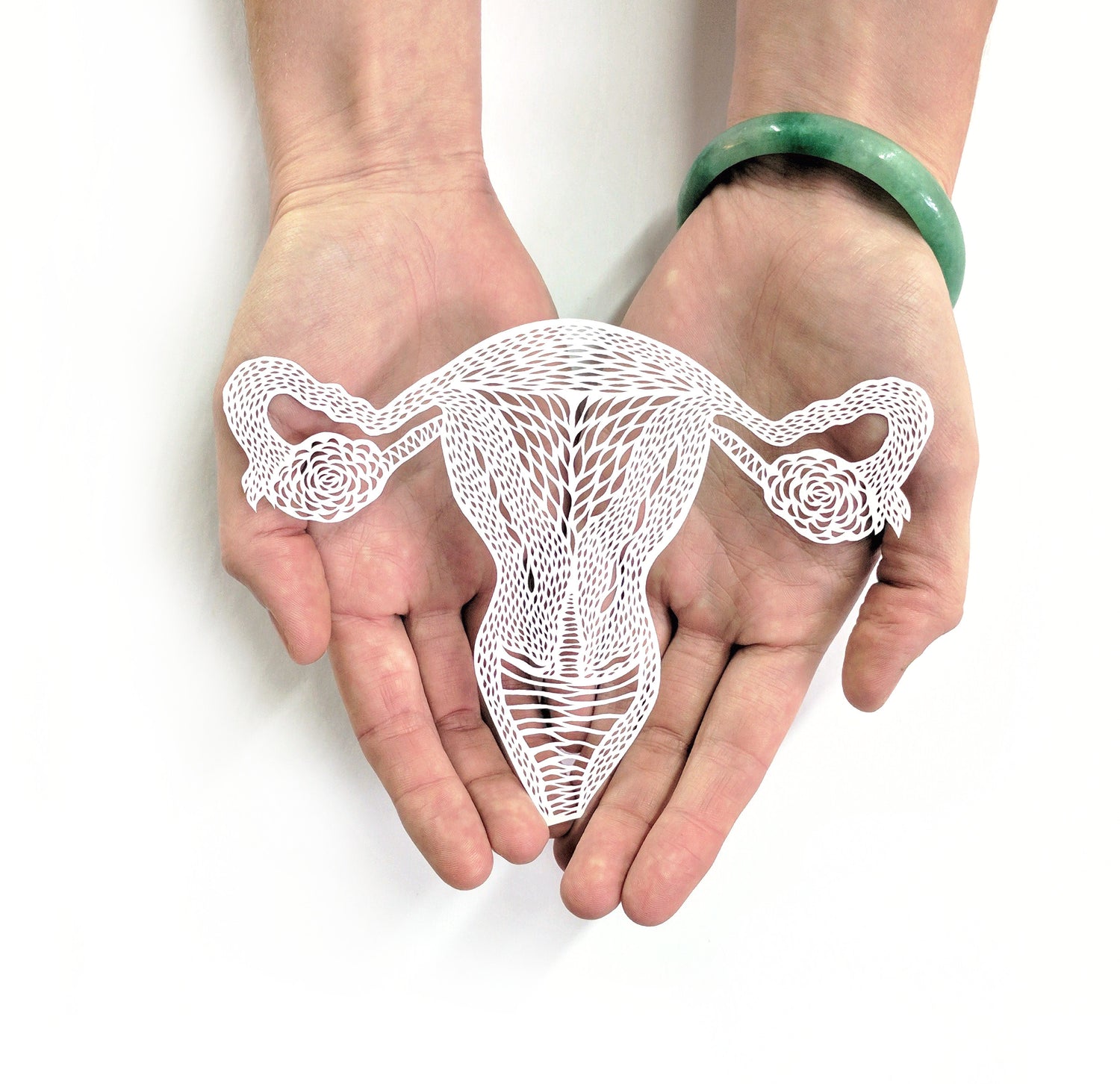 Anatomical Uterus/Ovaries Papercutting Artwork | Light + Paper