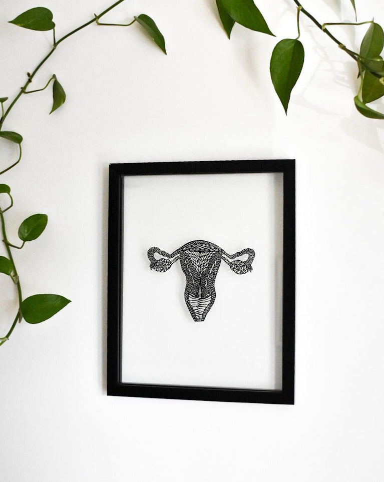 Anatomical Uterus/Ovaries Papercutting Artwork | Light + Paper